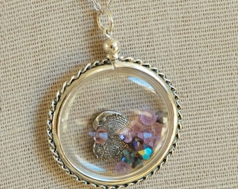 LARGE Clear Glass Memory Locket fill with photo keepsakes
