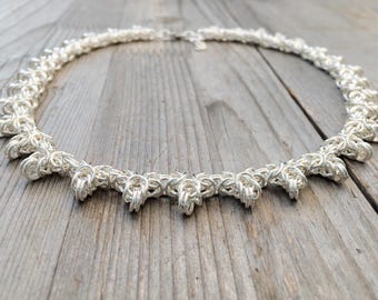 Silver statement necklace | Etsy