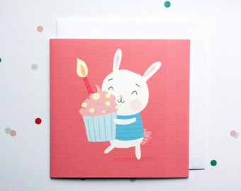 Rabbit birthday card | Etsy