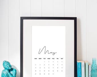 Black And White Printable Monthly Calendar 2018 Minimalist 12