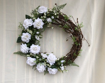 White rose wreath | Etsy