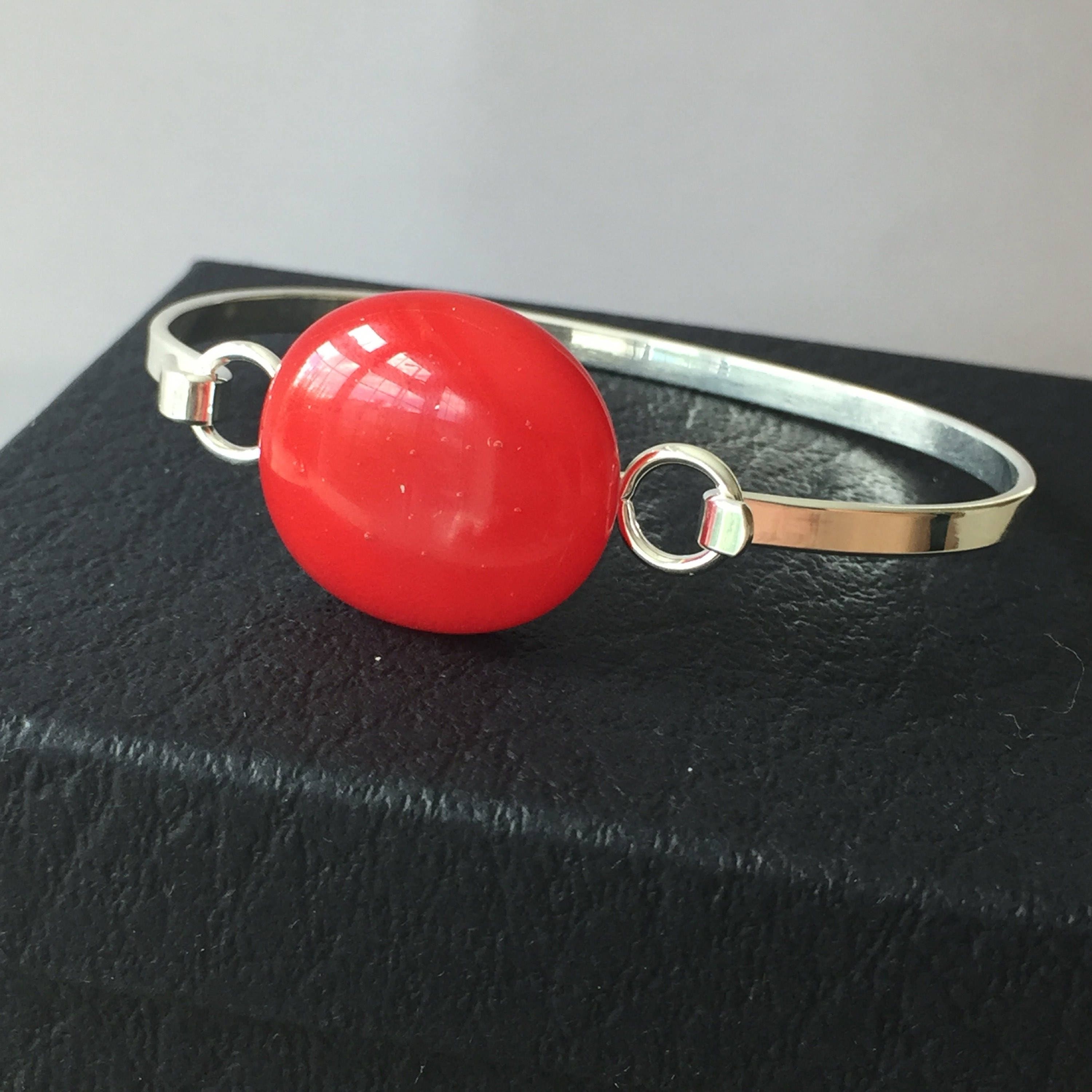 Bright red bangle red glass bangle bright red bangle fused