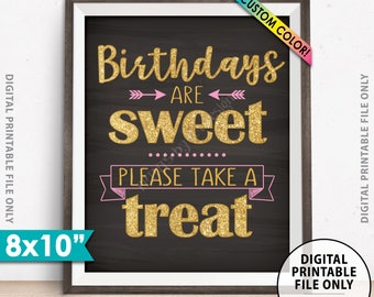 Birthdays are Sweet Please Take a Treat Birthday Party Favors