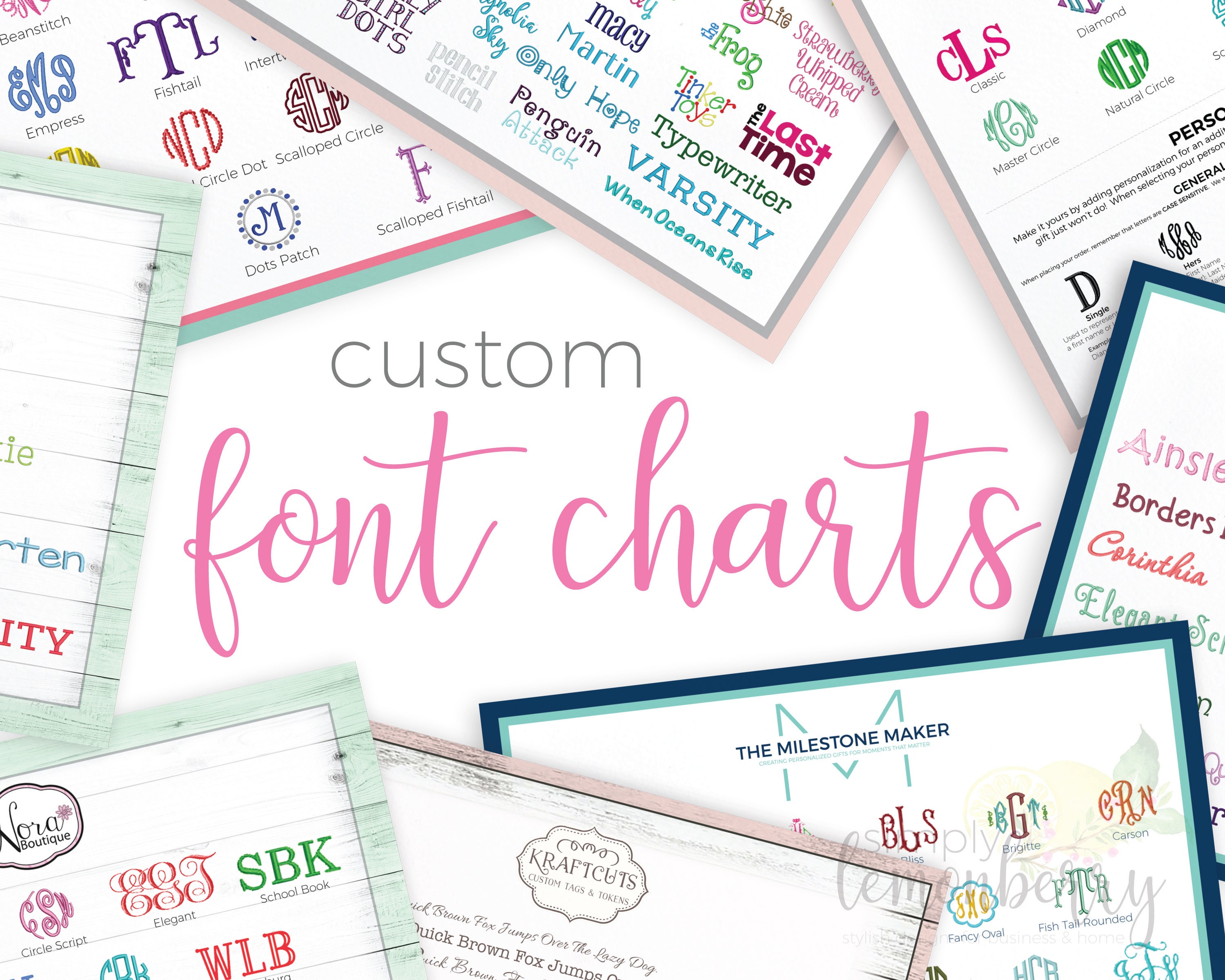 Custom Font Chart Custom Monogram Chart Customized Font