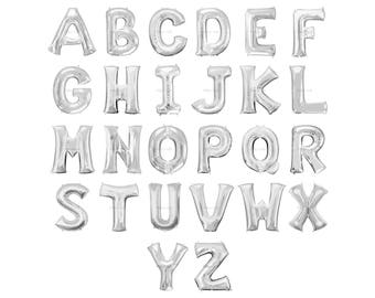 16 Silver Letter Balloons 16 Inch Metallic Silver Foil