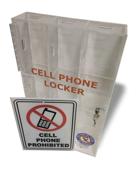 Single door Cell Phone Locker with two keys Clear Acrylic