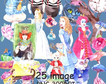 Alice in Wonderland Clipart Alice Clip Art Watercolor Alice