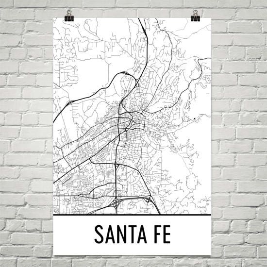 Santa Fe Map Santa Fe Art Santa Fe Print Santa Fe NM