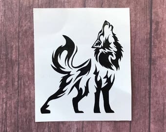Howling wolf decal | Etsy