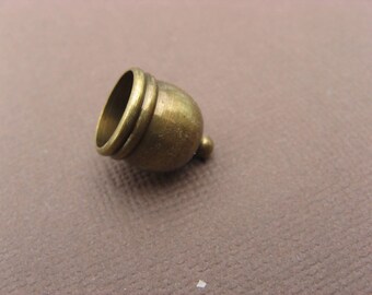 20 Bronze Bell End Caps Round Drops Dangles Glue In Cap Lead