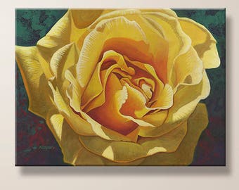 Yellow rose painting | Etsy