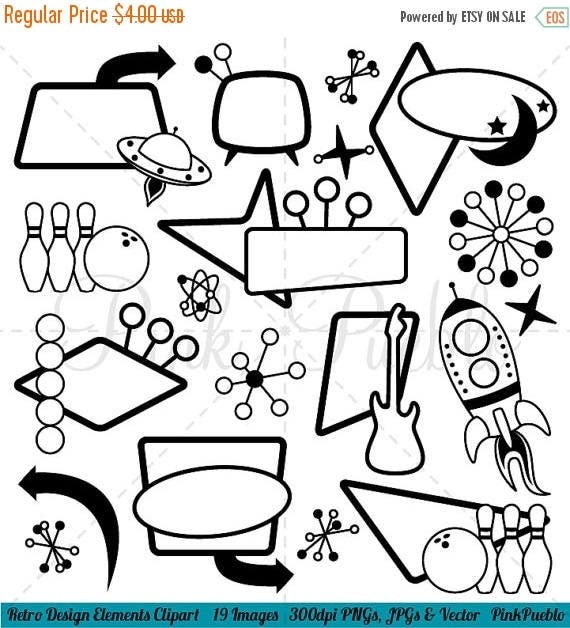 BACK TO SCHOOL Sale Retro Clipart Clip Art Mod or Vintage