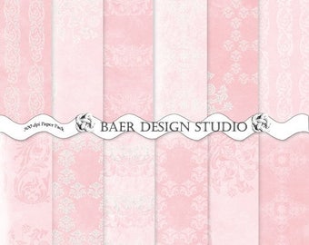 Pink and Silver Digital Scrapbooking Kit clipart digital