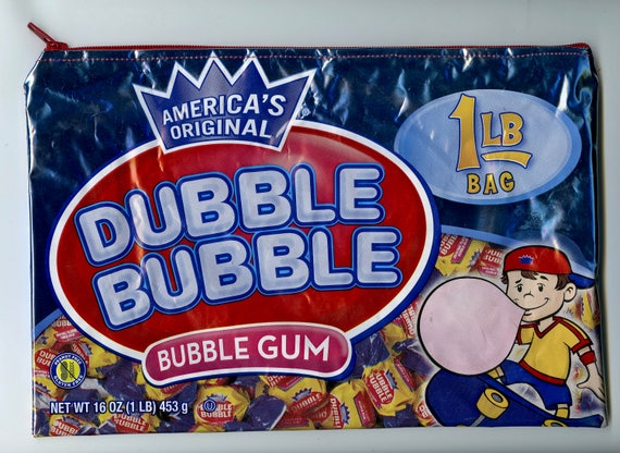 Dubble Bubble Gum Wrapper Up-cycled Zippered Bag/Pouch