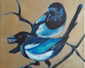 Magpie painting | Etsy