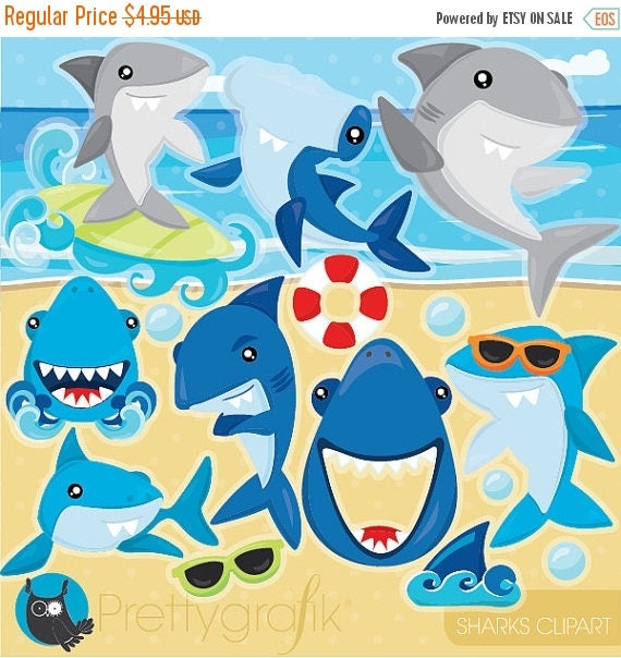 80% OFF SALE Shark clipart, Sharks commercial use, Shark vector ...