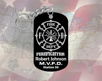 Firefighter dog tag | Etsy
