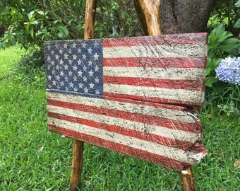 Salvaged Barn Wood American Flags by Folkartflags on Etsy