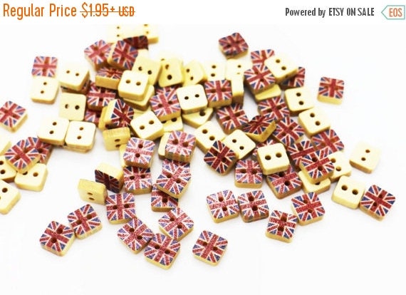 Mini England Flag Wooden Button British Flag Button Tiny
