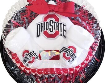 Ohio State Buckeyes Baby/ Toddler Shabby Flower Hair Bow