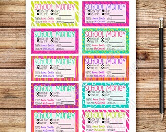Personalized School Money Printable Stickers School Labels
