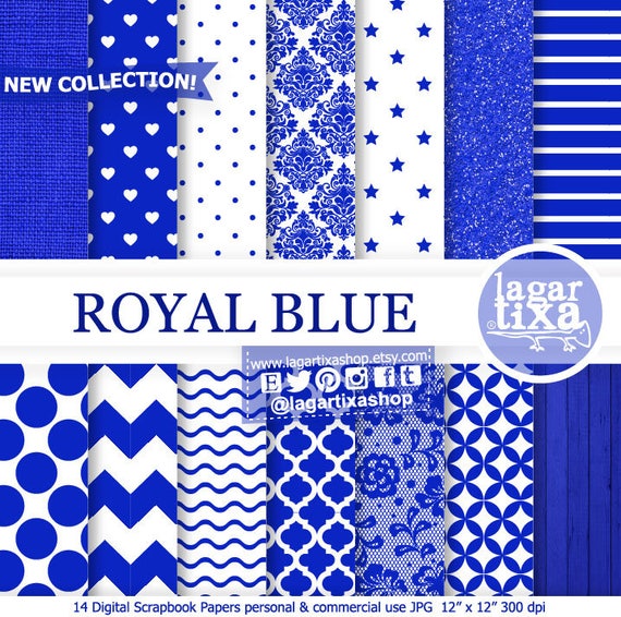 Papel Digital Fondos Azul Rey Royal Blue Damask chevron