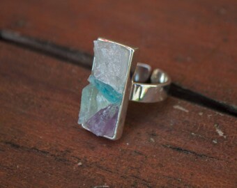 Rough gemstone ring | Etsy