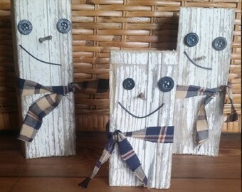 Wood block snowman | Etsy