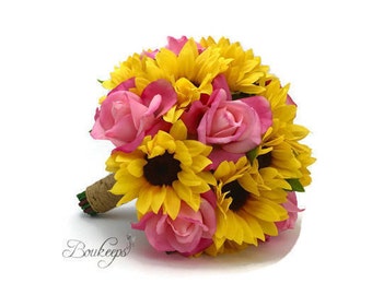 CHOOSE RIBBON COLOR Sunflower Bouquet Sunflower Bridal