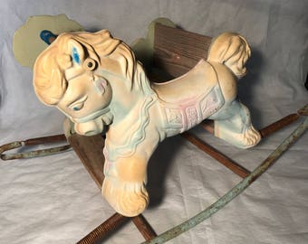Vintage rocking horse child's seat chair riding toy
