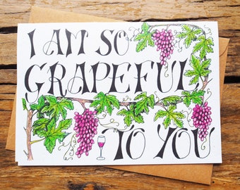 Thank You. I'm Very Grape-Ful. Blank Illustrated Fruit