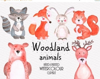 Watercolor Woodland Animals Clipart Cute Animal Clip Art Set