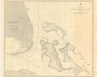 Florida Map Art Print c .1865 11 x 14 Hand Drawn
