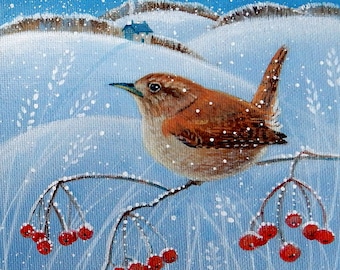 Wren painting | Etsy