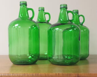 Green glass jug | Etsy