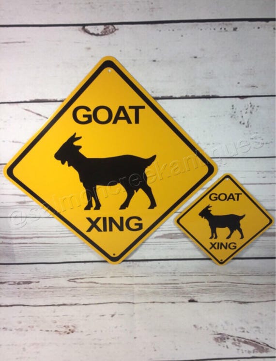 Goat Xing Metal Yellow Farm Caution Crossing Sign 6x