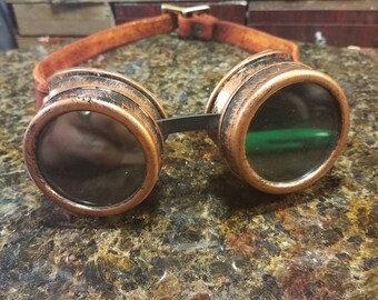 Items similar to Wood handmade Steampunk Goggles w/ Leather strap on Etsy