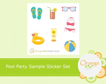 Pool party stickers | Etsy