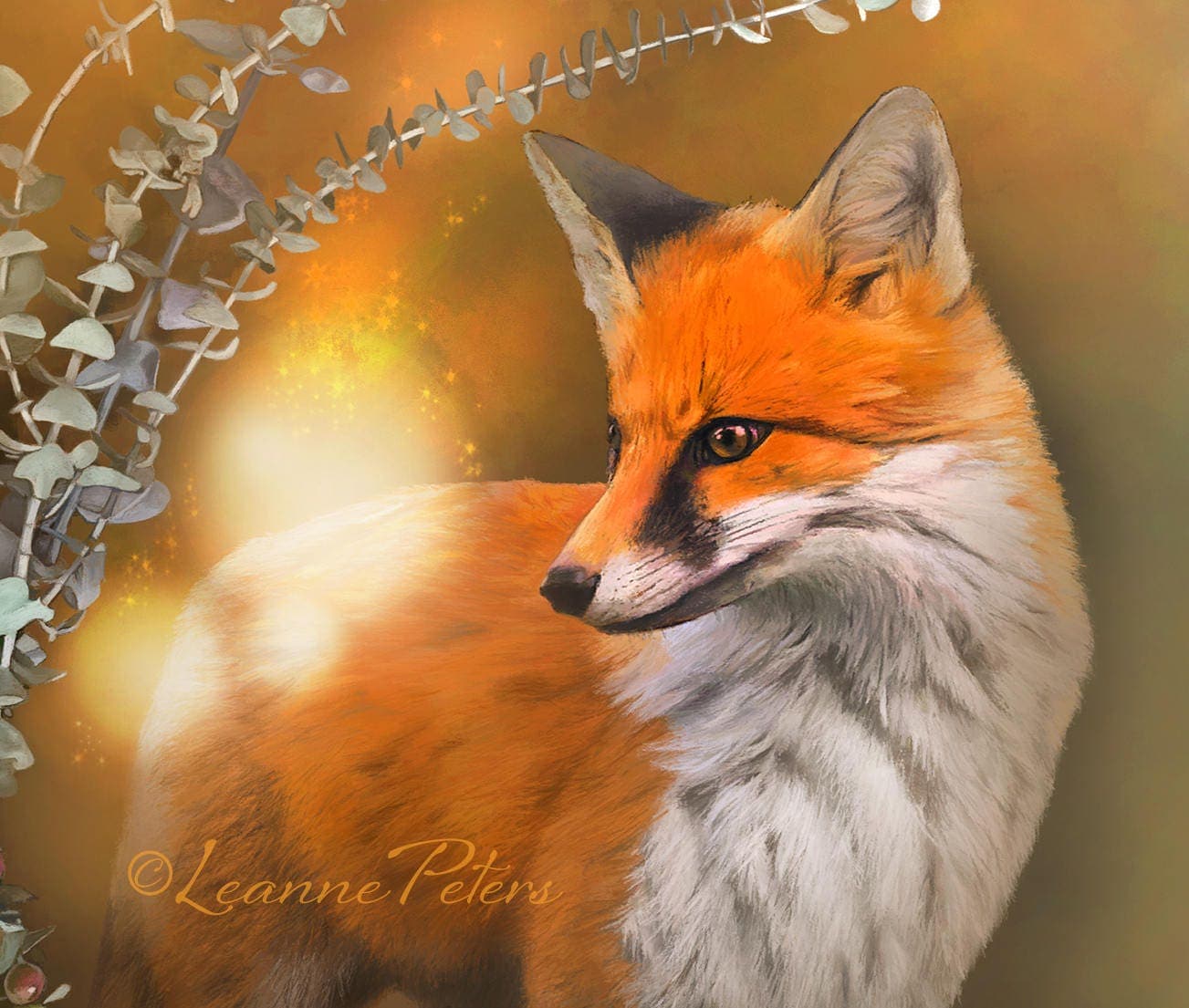 Fox Fall Magic by Leanne Peters - Fall Art - Fox Art - Fantasy Art