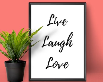 Live Laugh Love 12x12 Instant Art Inspirational Word Art Card