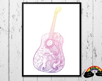 Guitar poster | Etsy