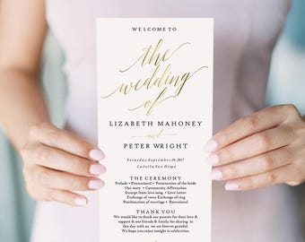 Gold wedding program | Etsy