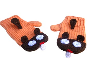 Funny Chunky Crochet Gloves Mittens Animal Puppets Donkey Ass