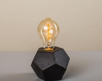 Concrete lamp Edison bulb or LED bulb bedroom light Black