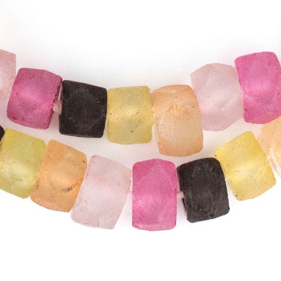 48 Recycled Java Glass Beads Sea Glass Beads Pizzazz Mix