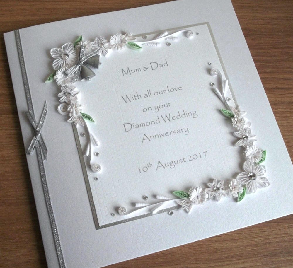 Quilled 60th Diamond Wedding Anniversary Card Mum And Dad Quilled 60th Diamond Wedding Anniversary Card Mum And Dad