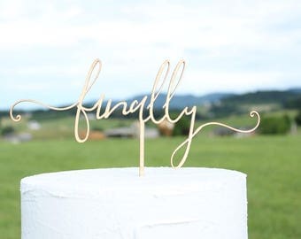 Finally Wedding Cake Topper Wire Heart Black Silver Gold