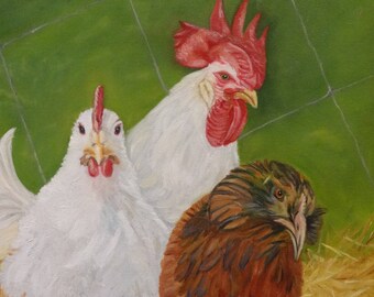Rooster oil painting | Etsy