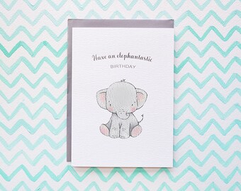 Elephant Children's Card New baby Boy Birth