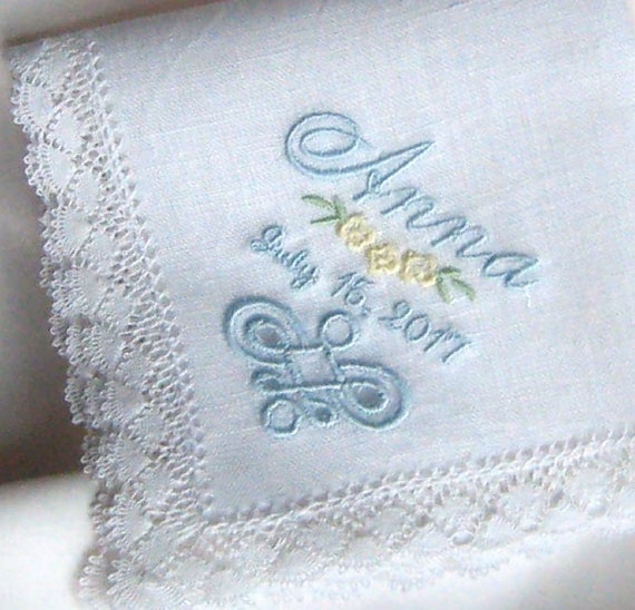 LINEN WEDDING HANDKERCHIEF Mother of the Bride/Groom